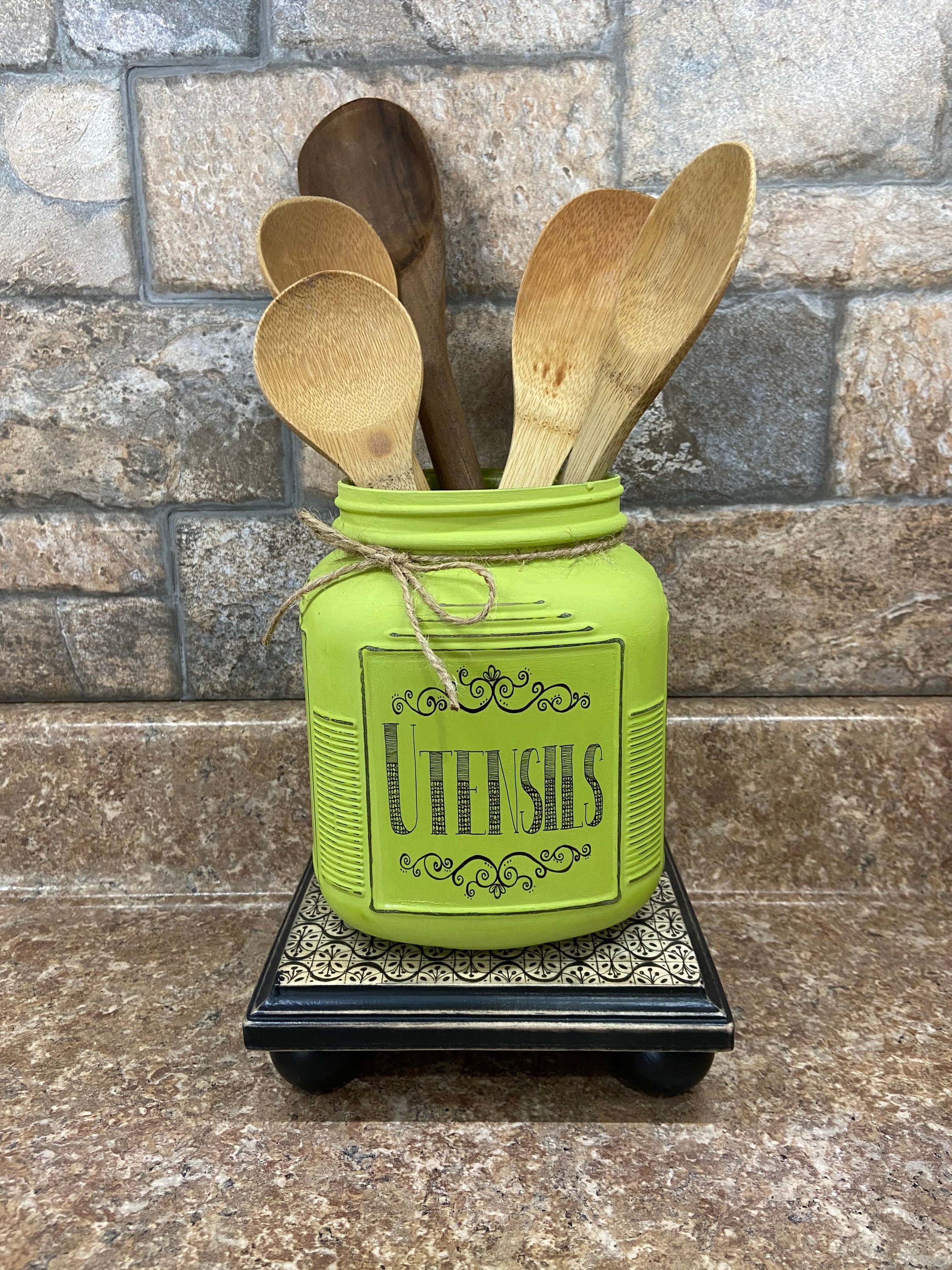 Utensil Holder Jar Farmhouse Utensil Jar Glass Jar Utensil | Etsy