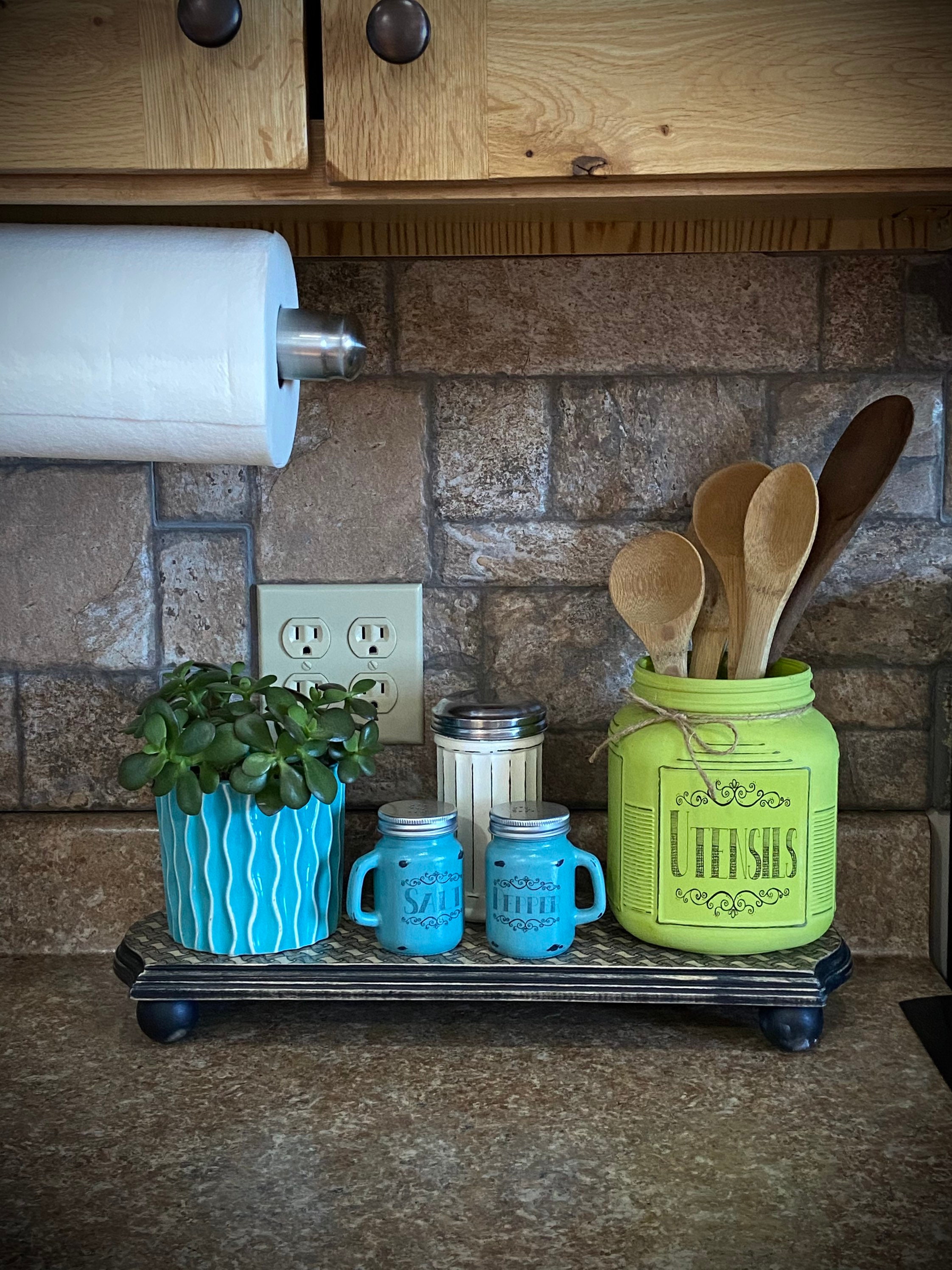 Utensil Holder Jar Farmhouse Utensil Jar Glass Jar Utensil | Etsy
