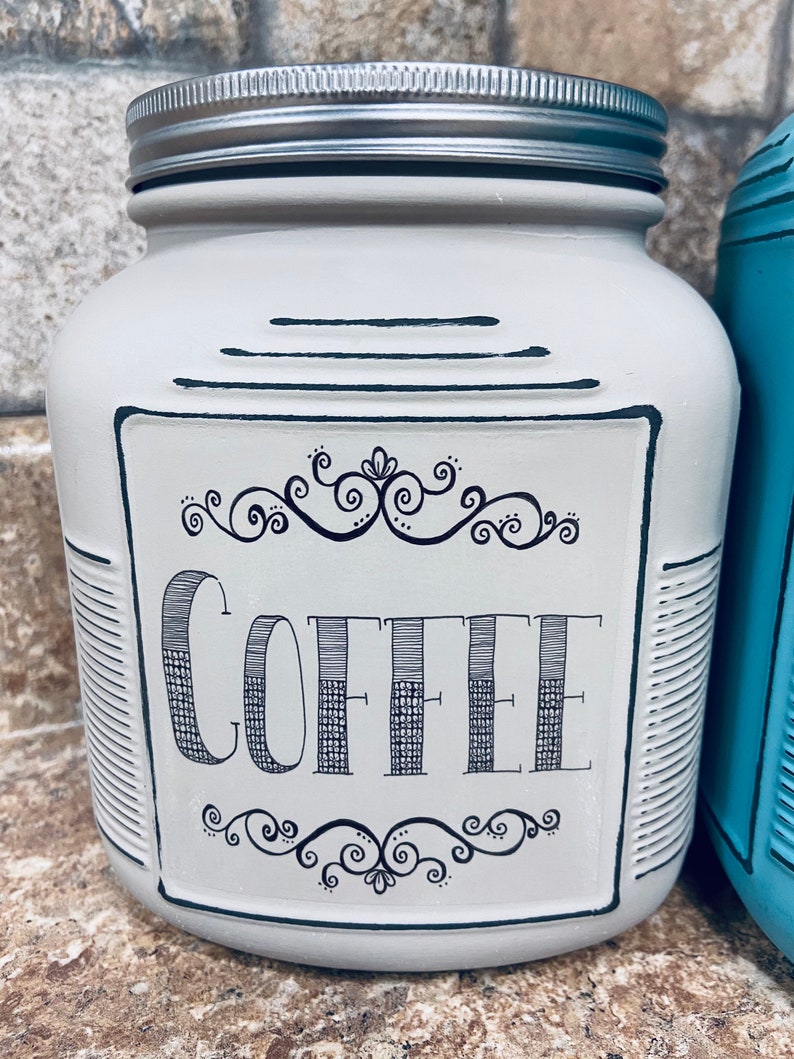 Kitchen Canister Set Sugar Jar Flour Jar Coffee Jar Rustic - Etsy