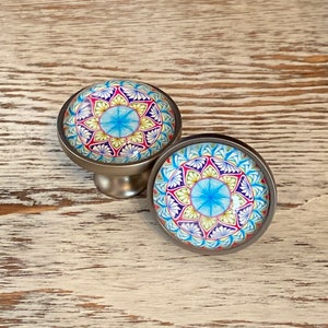 Decorative Furniture Knob Mandala Cabinet Knob Colorful - Etsy