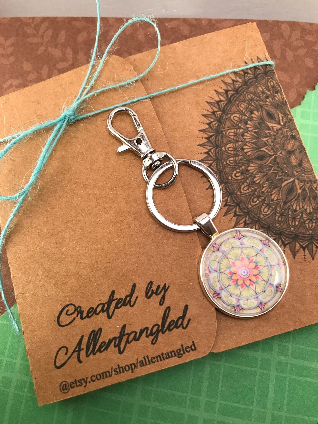 Floral Mandala Key Chain Boho Key Chain Zipper Pull Key - Etsy