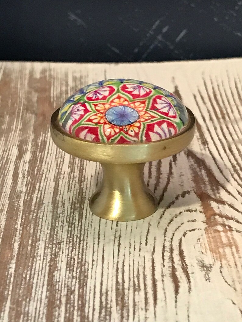 Decorative Furniture Knob Red and Blue Mandala Cabinet Knob - Etsy