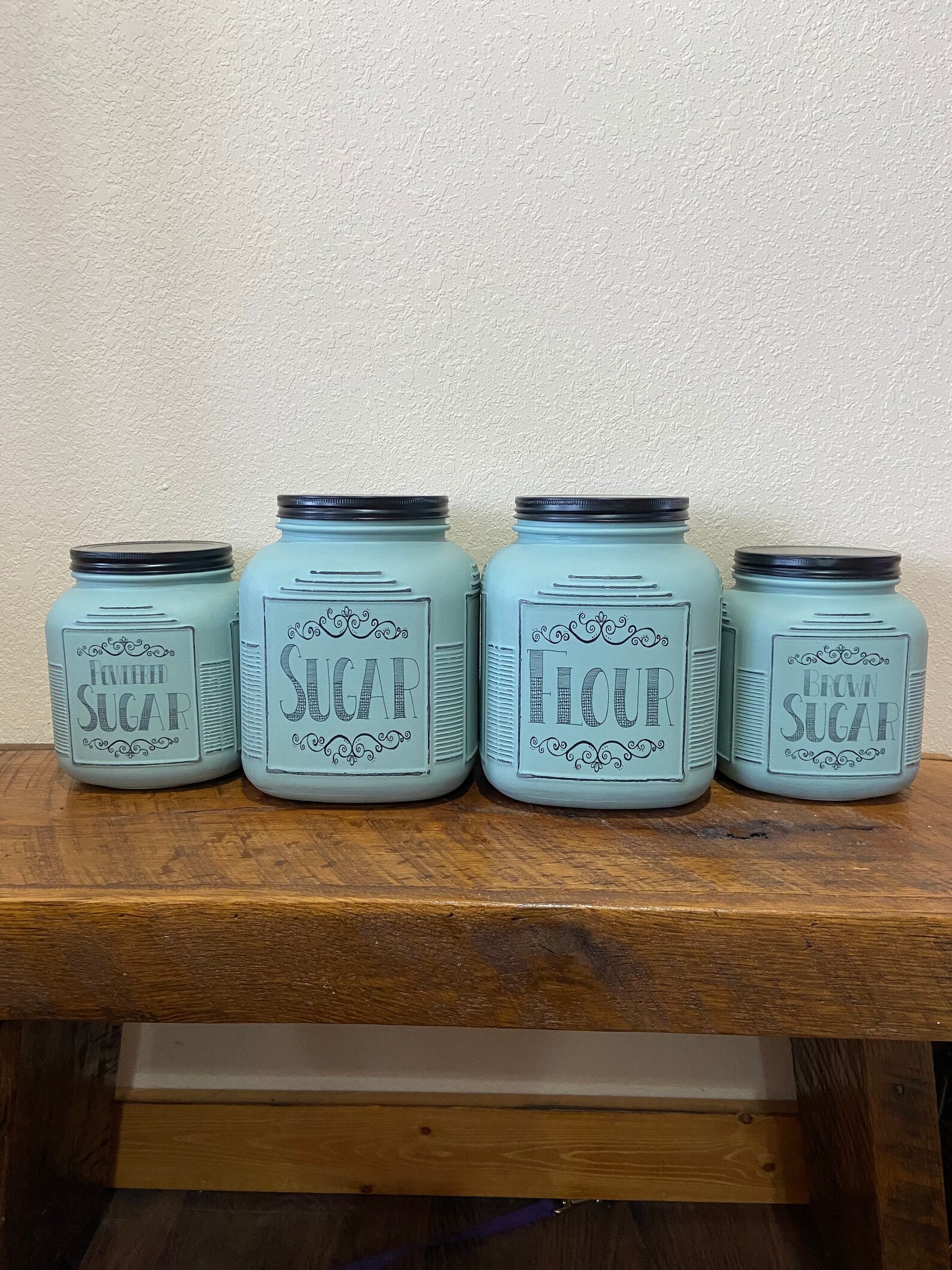 Kitchen Canister Set Sugar Jar Flour Jar Coffee Jar Rustic - Etsy