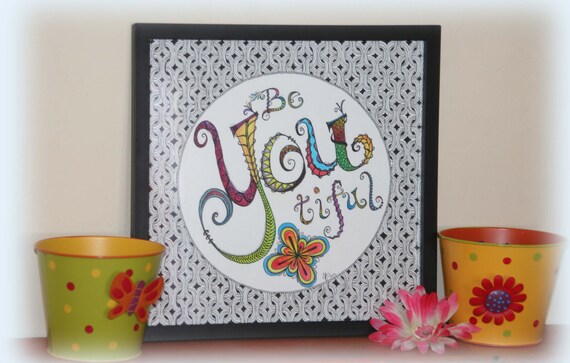 Beyoutiful Zentangle Inspired Wall Art Hand Drawn Word Art | Etsy