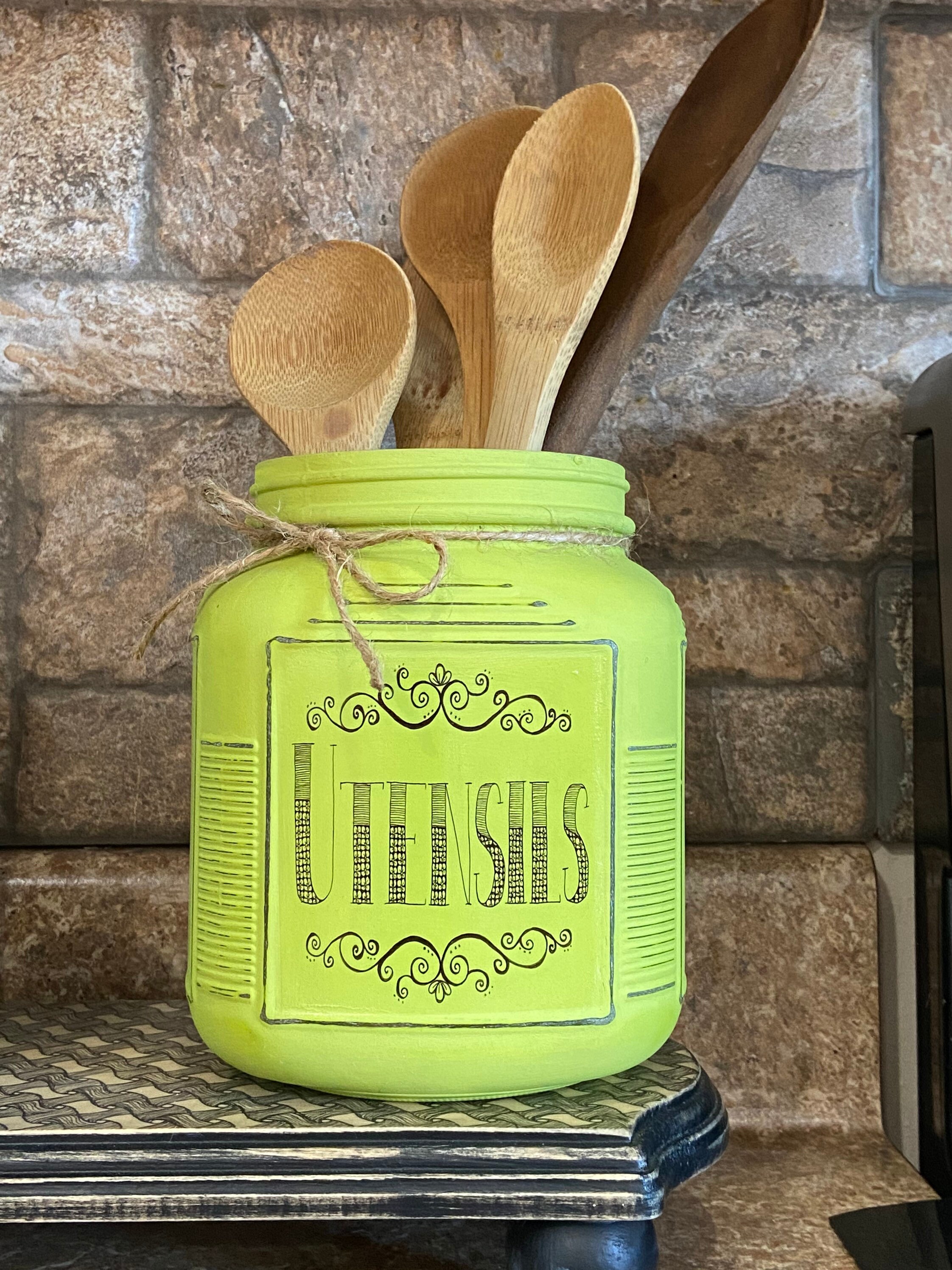 Utensil Holder Jar Farmhouse Utensil Jar Glass Jar Utensil | Etsy