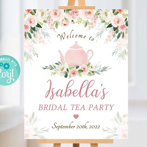Tea Party Welcome Sign Template Printable Bridal Tea Shower - Etsy
