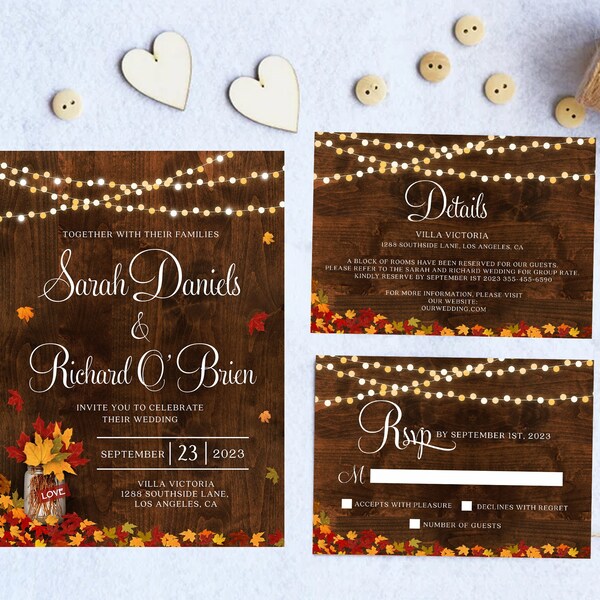Autumn Rustic Wedding Invitation - Etsy
