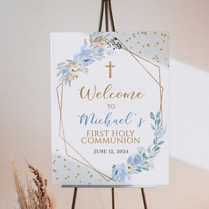 First Holy Communion Welcome Sign, 1st Communion Poster, Boy First ...
