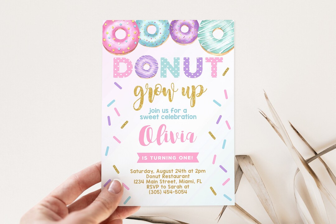 Editable Donut Invitation, Donut Birthday Invitation, Donut Party ...