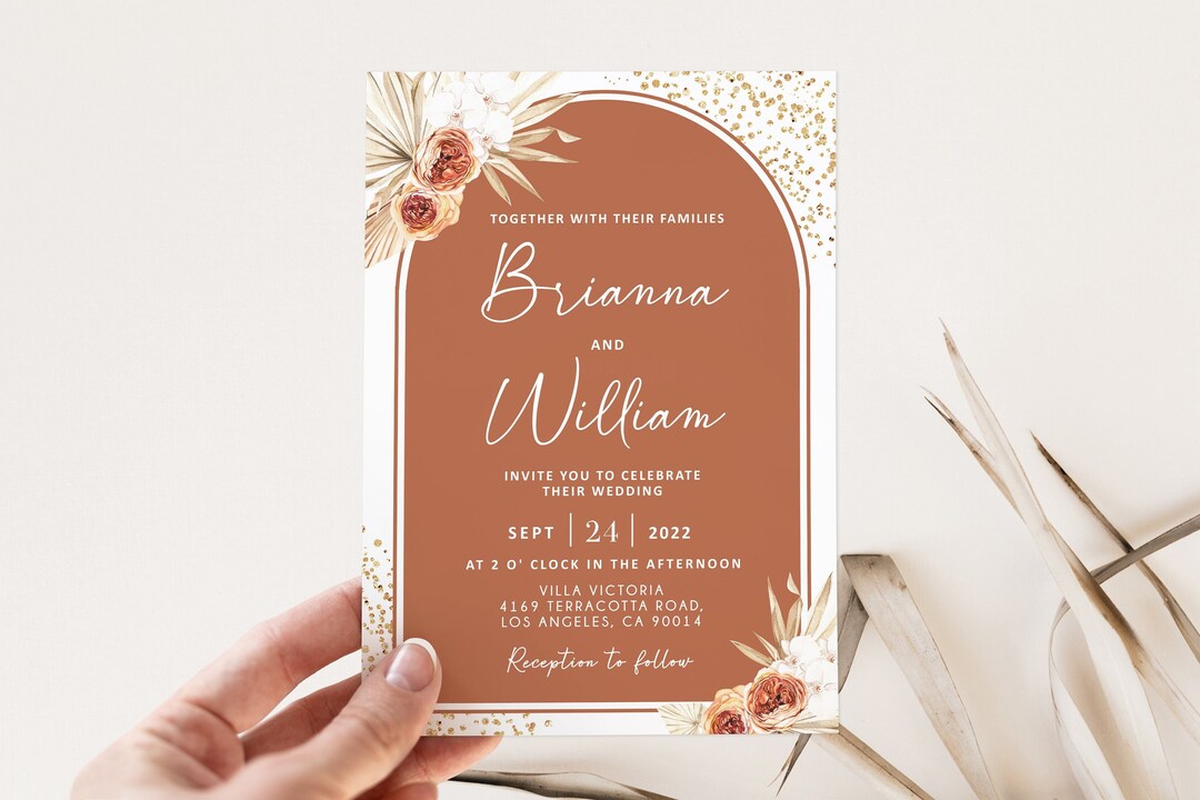 Editable Terracotta Wedding Invitation, Fall Wedding Invitation ...