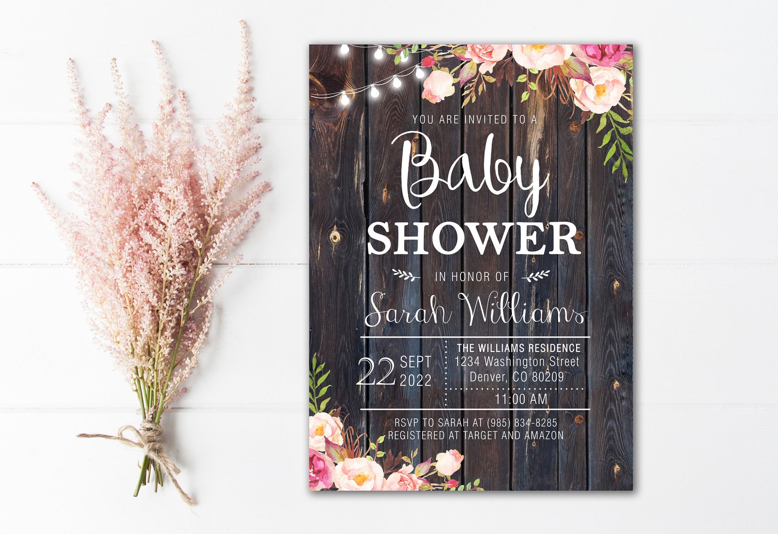 Rustic Baby Shower Invitation Boho Baby Shower Invitation - Etsy