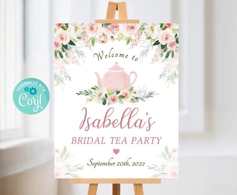Editable Tea Party Welcome Sign Bridal Tea Welcome Sign - Etsy