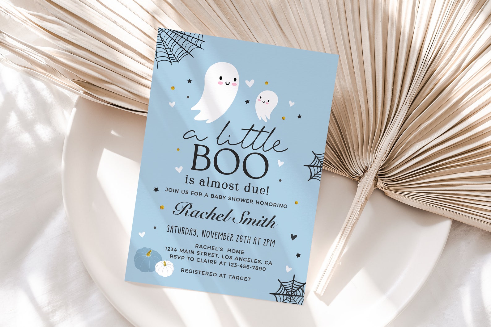 Editable Little Boo Baby Shower Invitation, A Little Boo is Almost Due ...