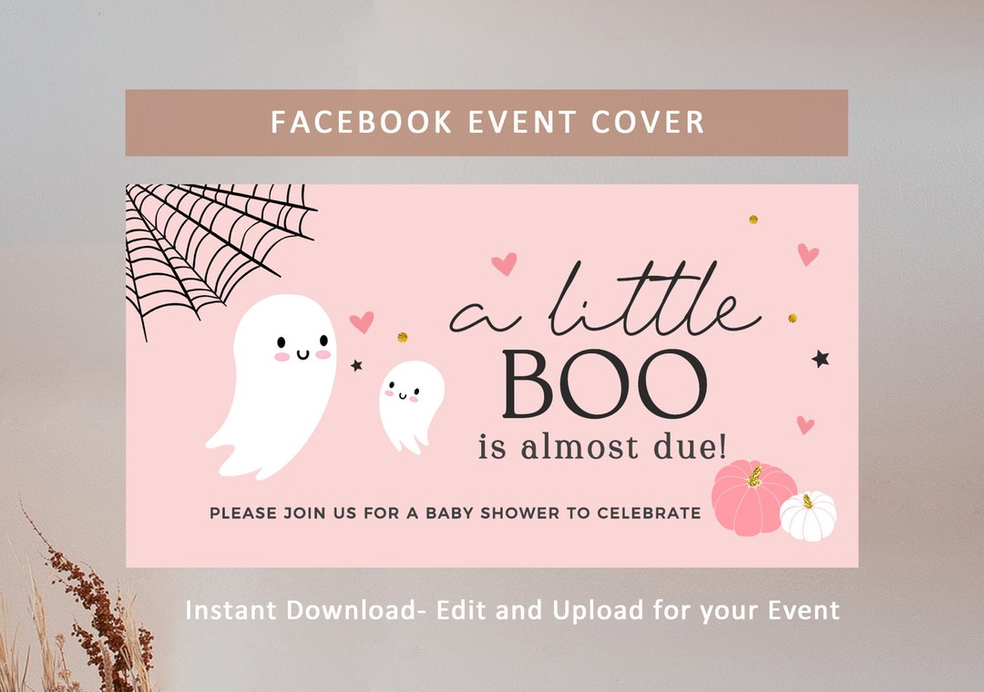 Little Boo Baby Shower, Editable Facebook Event Cover, Halloween Baby ...
