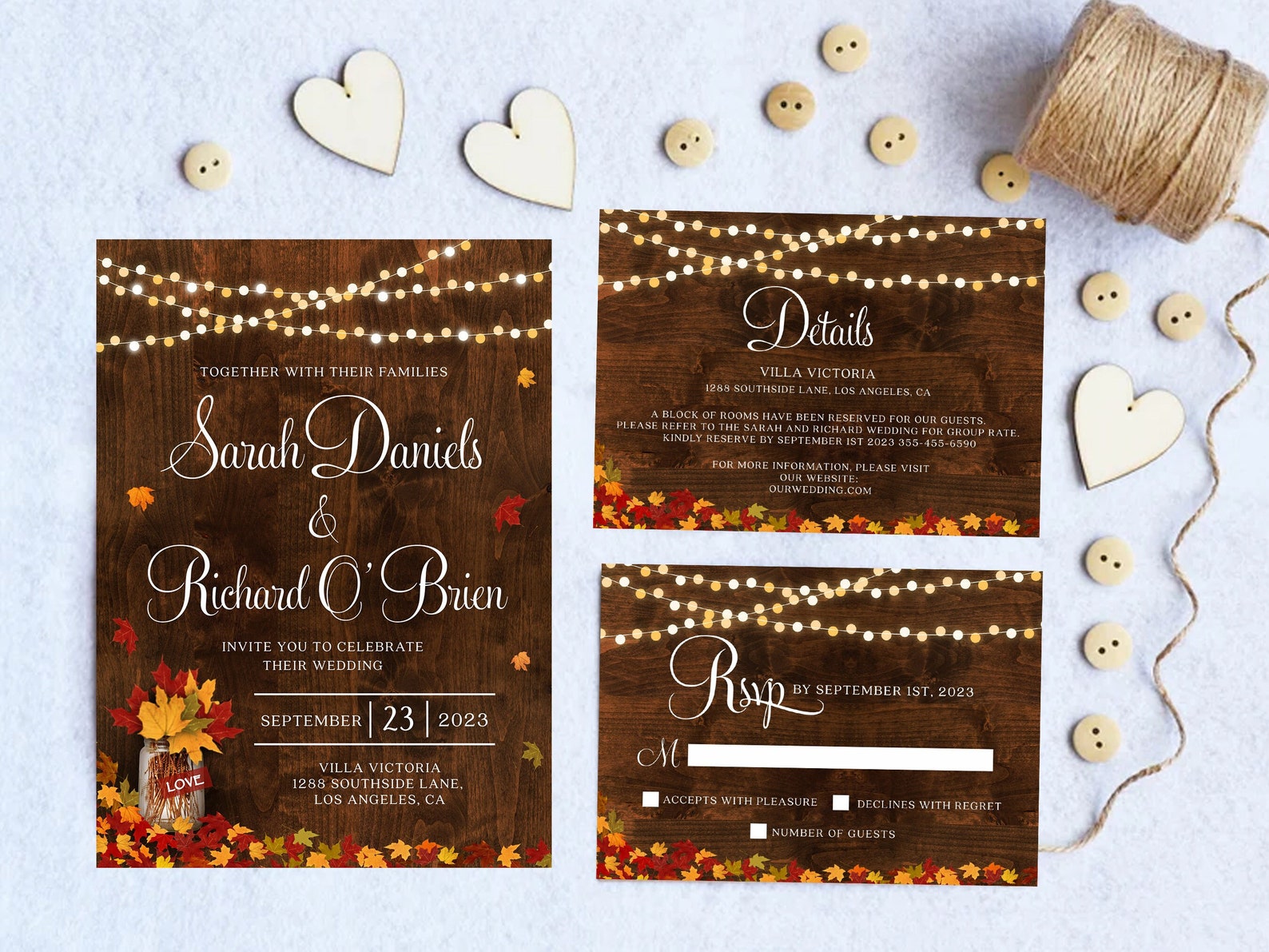 Rustic Fall Wedding Invitation Set Fall Invitation Autumn - Etsy