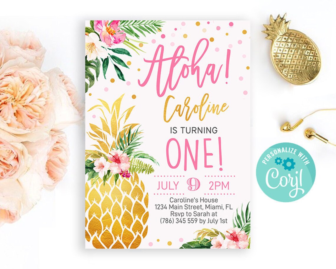 Aloha Birthday Invitation Tropical Birthday Invitation - Etsy