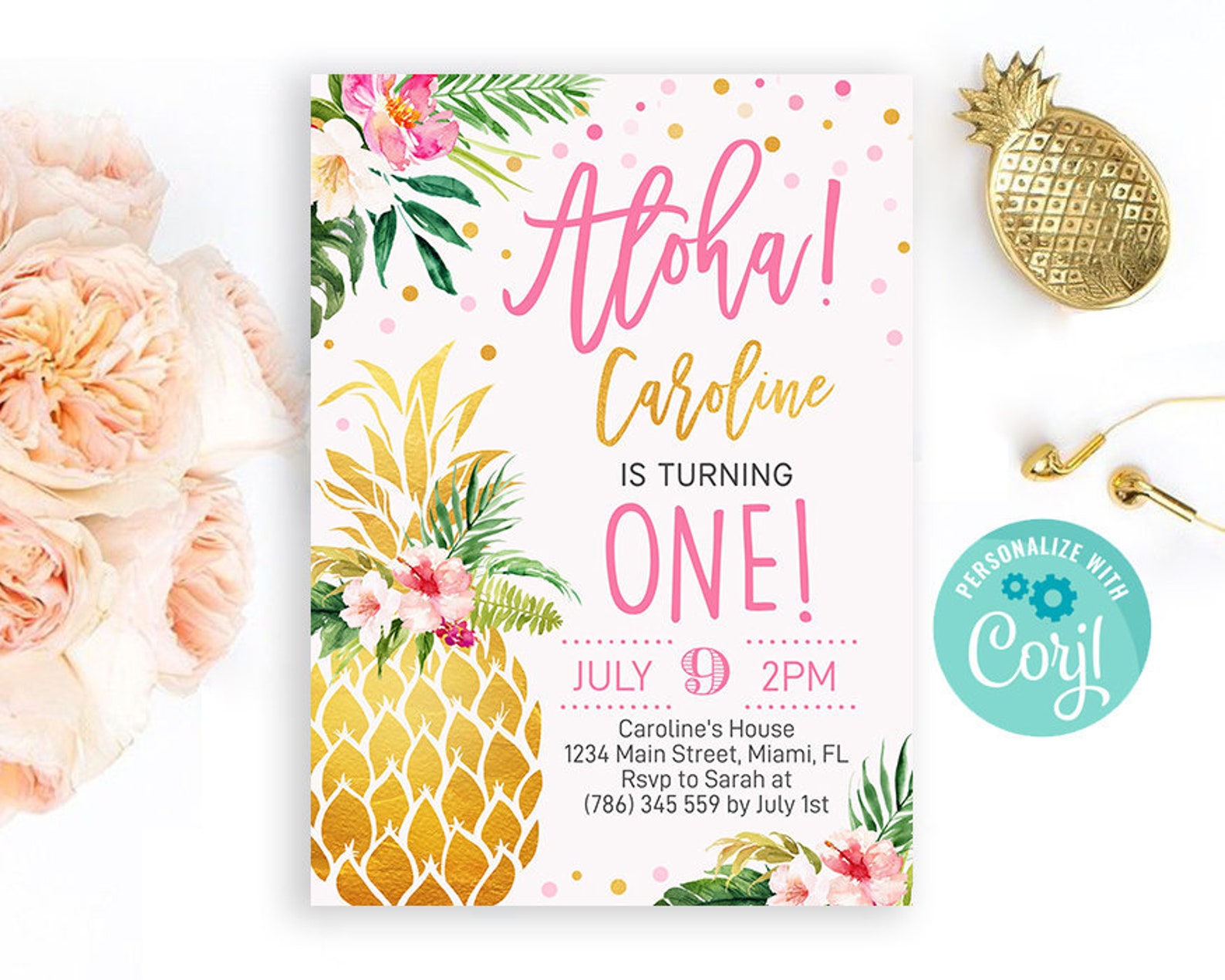Aloha Birthday Invitation Tropical Birthday Invitation - Etsy