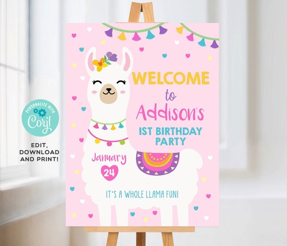 Editable Llama Welcome Sign Llama Sign Llama Party Llama | Etsy