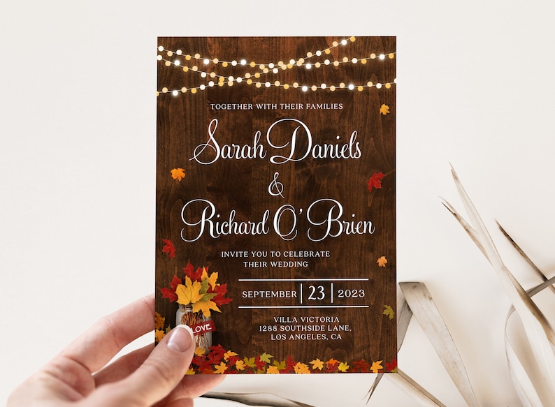 Rustic Fall Wedding Invitation Set Fall Invitation Autumn - Etsy