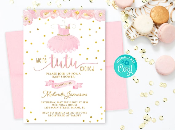 Editable Tutu Excited Baby Shower Invitation Tutu Baby Shower - Etsy