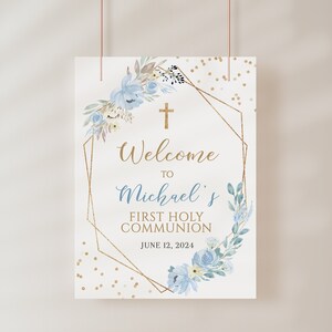 First Holy Communion Welcome Sign, 1st Communion Poster, Boy First ...