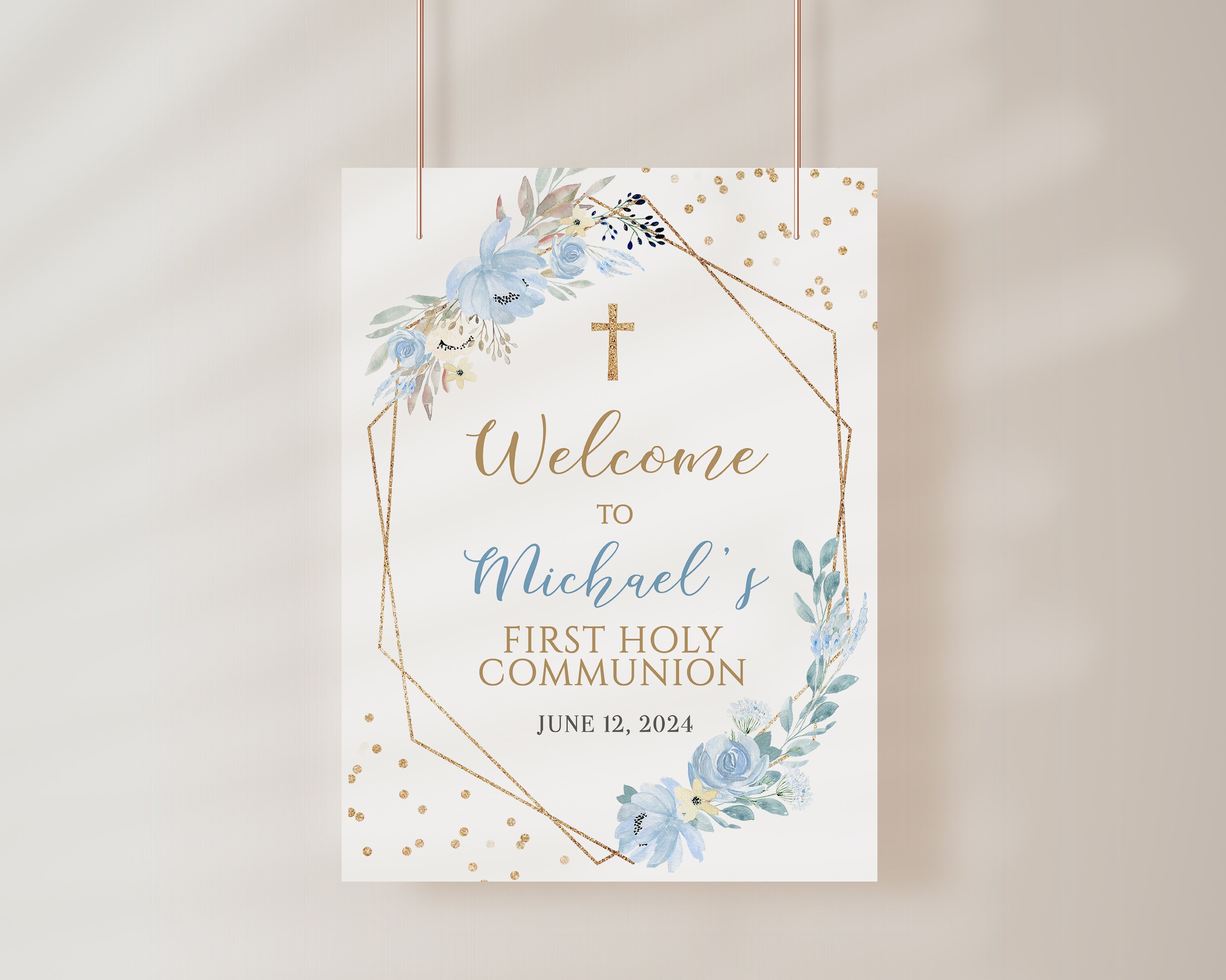 First Holy Communion Welcome Sign, 1st Communion Poster, Boy First ...