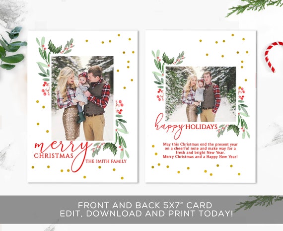 Printable Christmas Card Front Modern Simple Photo Christmas Card