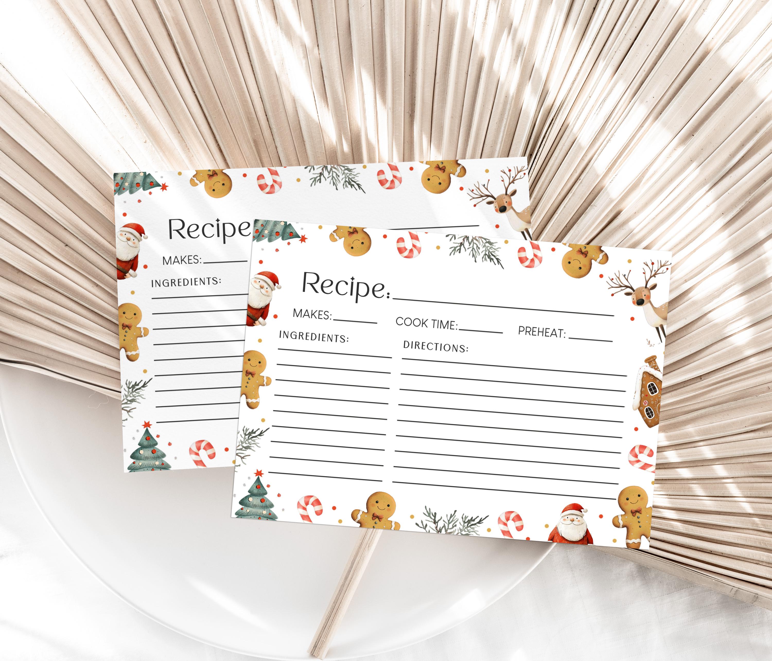 Christmas Recipe Card Template, Holiday Recipe Card Printable, 4x6 ...