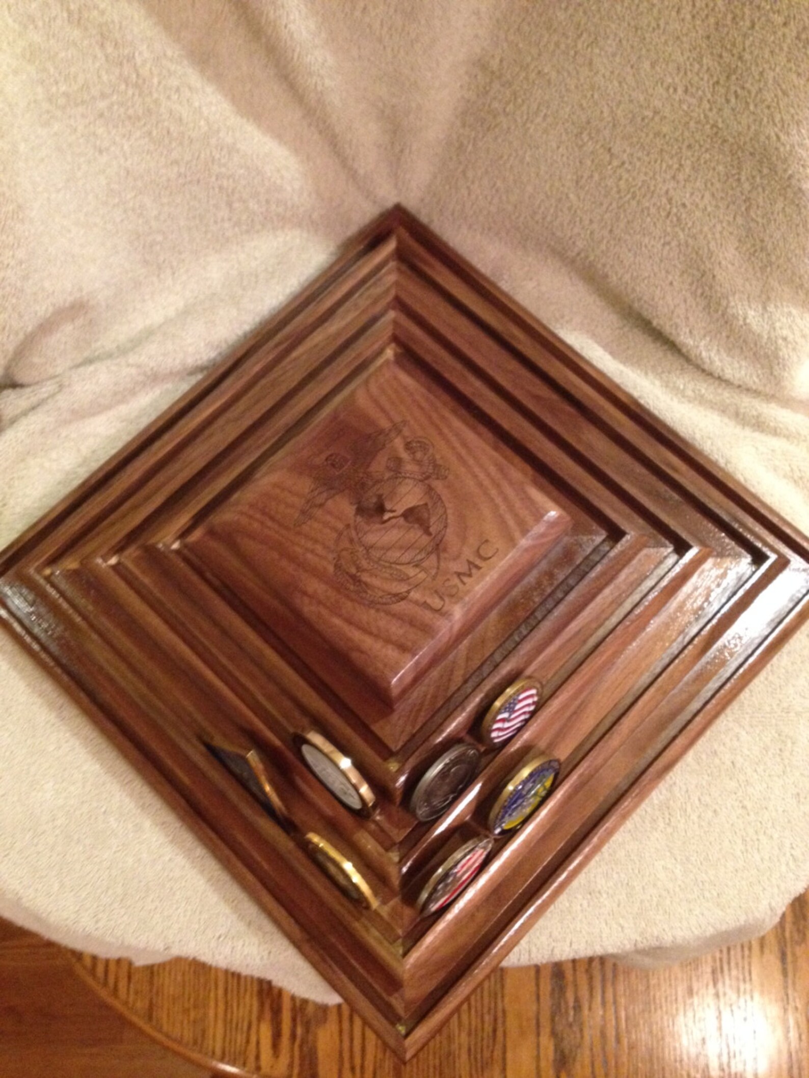 Military Challenge Coin Display, USMC, Army, Navy, Air Force Solid ...