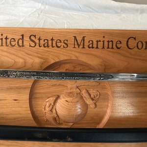 Engraved Oak Military Sword Display, Marine Corps NCO Saber Rack - Etsy