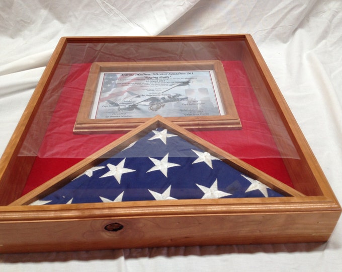 Cherry Wood Flag and Certificate Display, 3' X 5' Flag Display Case, US ...