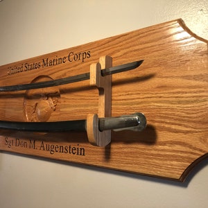 Marine Corps NCO Sword Display, Engraved Oak Sword Mount - Etsy