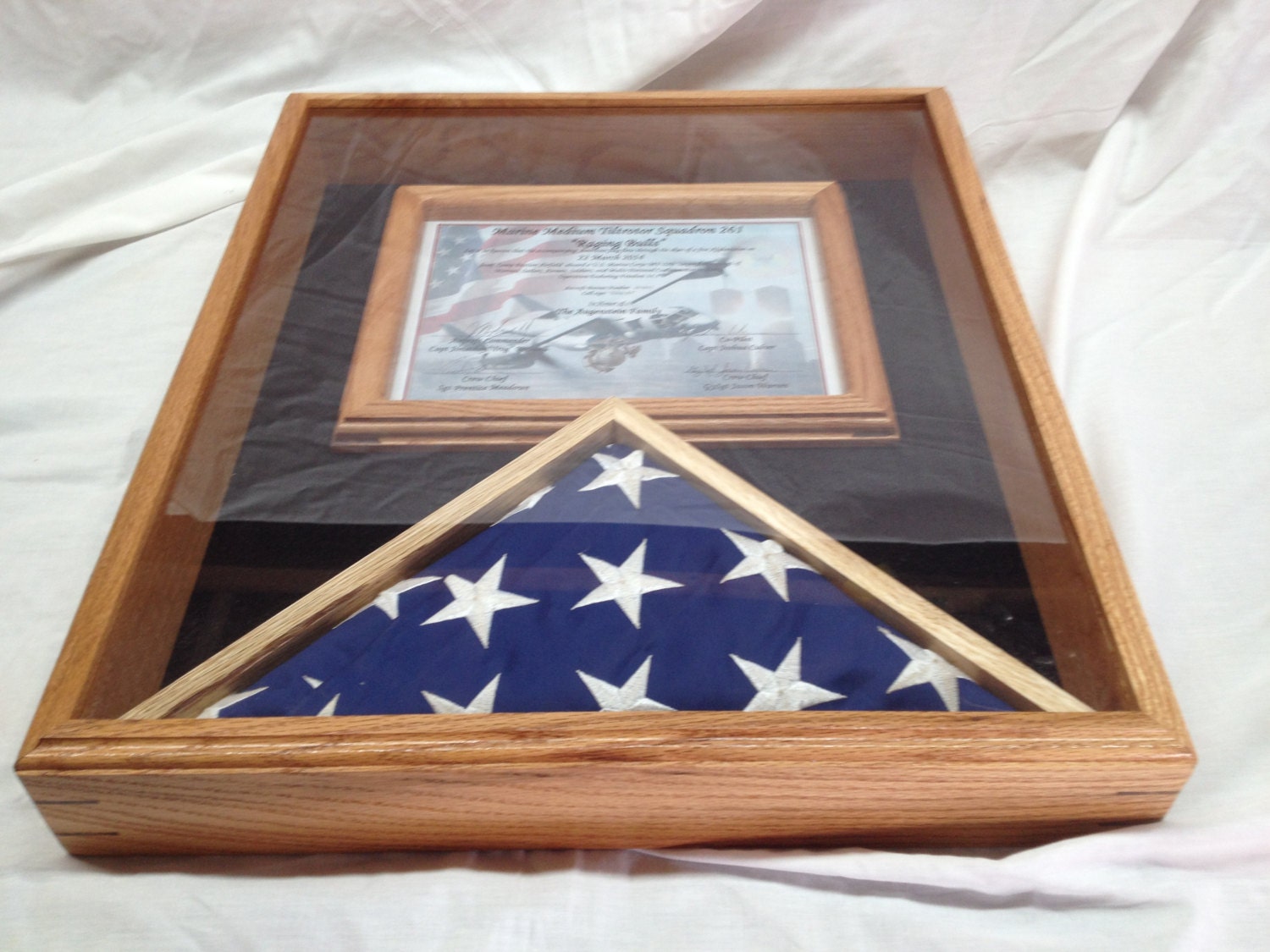 Flag and Certificate Display Case, US (3' X 5') Flag and Certificate ...