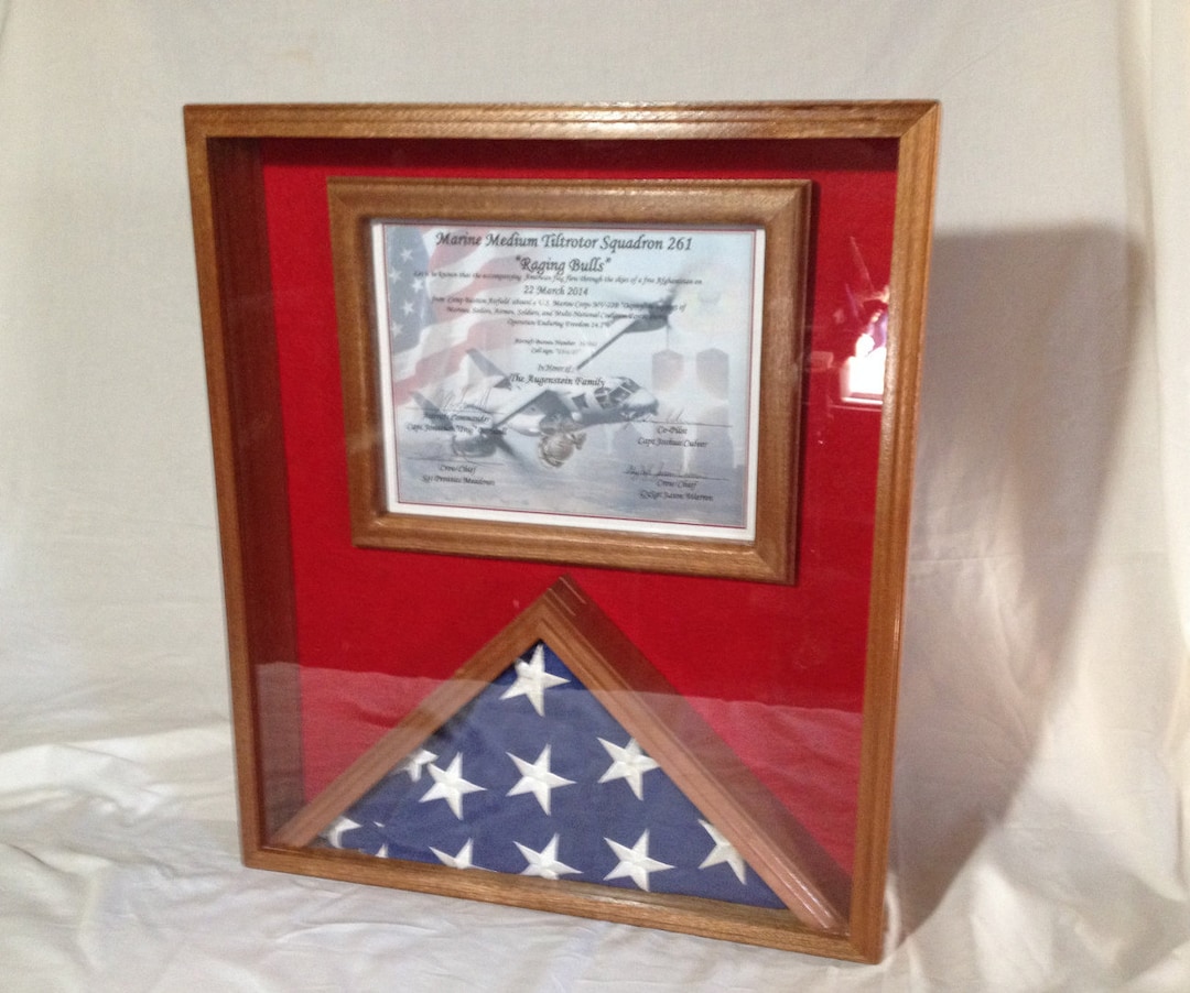 Mahogany Hardwood Flag and Certificate Display Case, Flag and ...