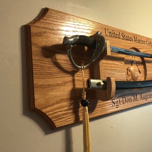 Marine Corps NCO Sword Display, Engraved Oak Sword Mount - Etsy