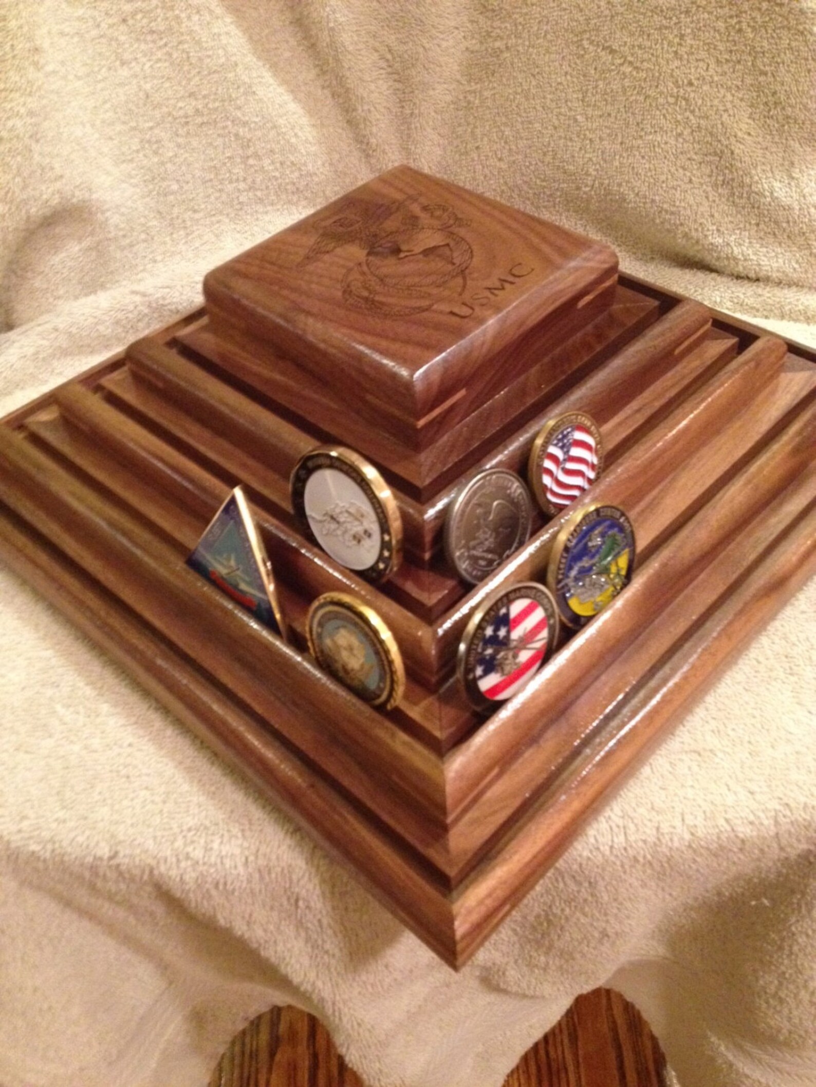 Military Challenge Coin Display, USMC, Army, Navy, Air Force Solid ...