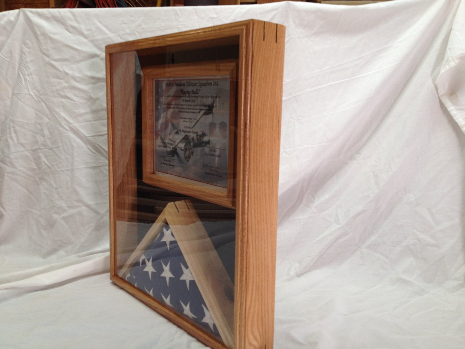 Oak Flag and Certificate Display Case, Veteran Made - Etsy