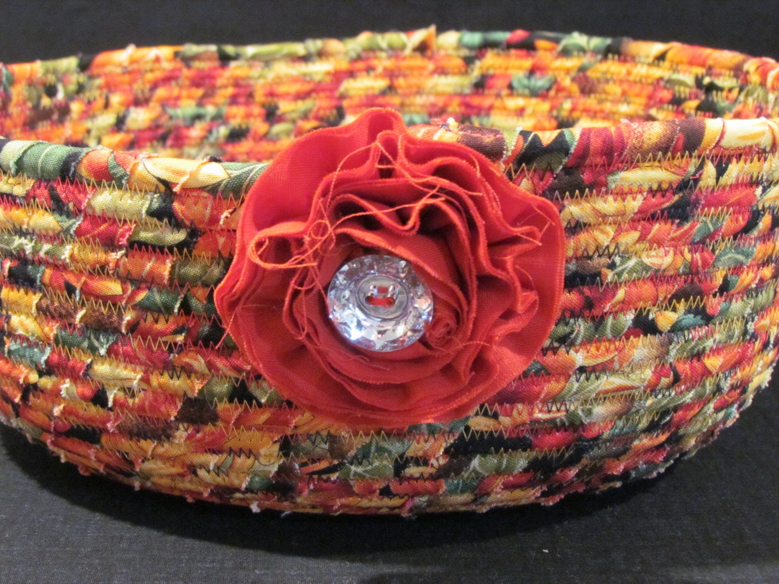 Round Fabric Covered Rope Bowl - Etsy