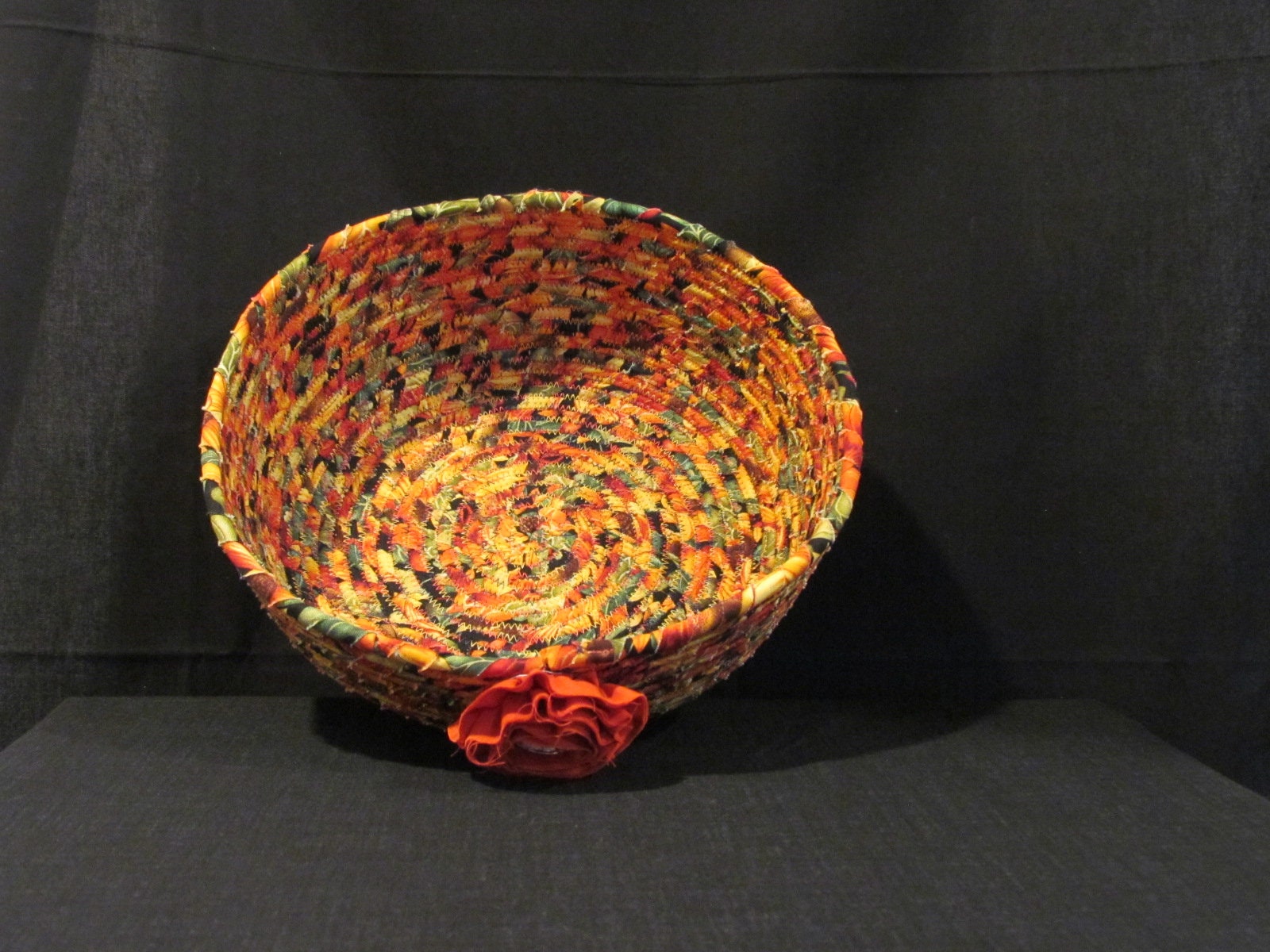 Round Fabric Covered Rope Bowl - Etsy