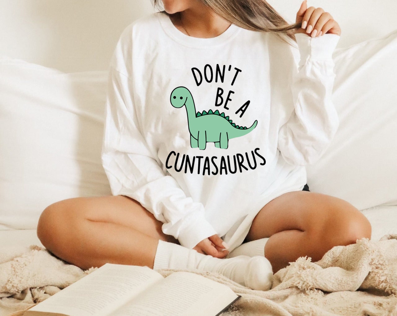Don't Be A Cuntasaurus Shirt, Trendy Joke Gifts, Dinosaurs Crewneck ...