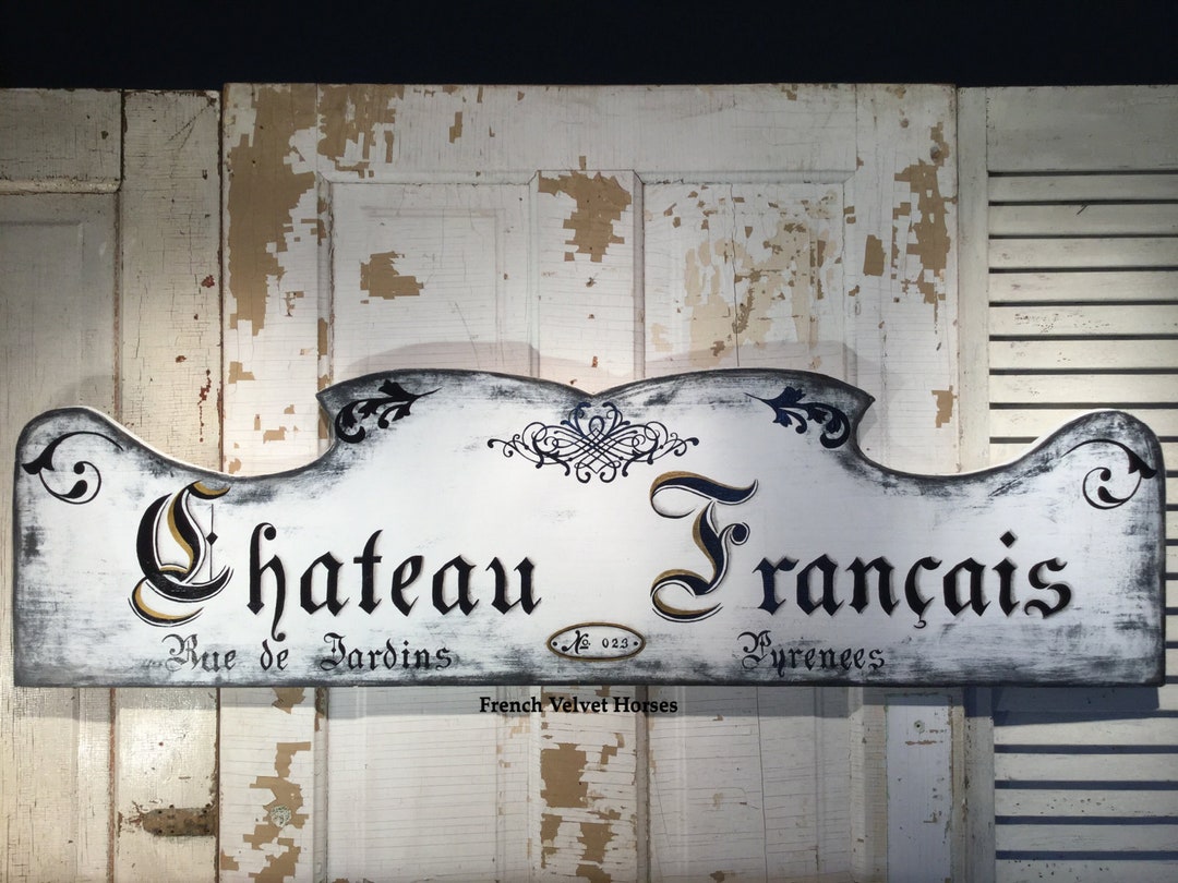 FRENCH CHATEAU WOOD Sign Chateau Francais Castle Ornate ...
