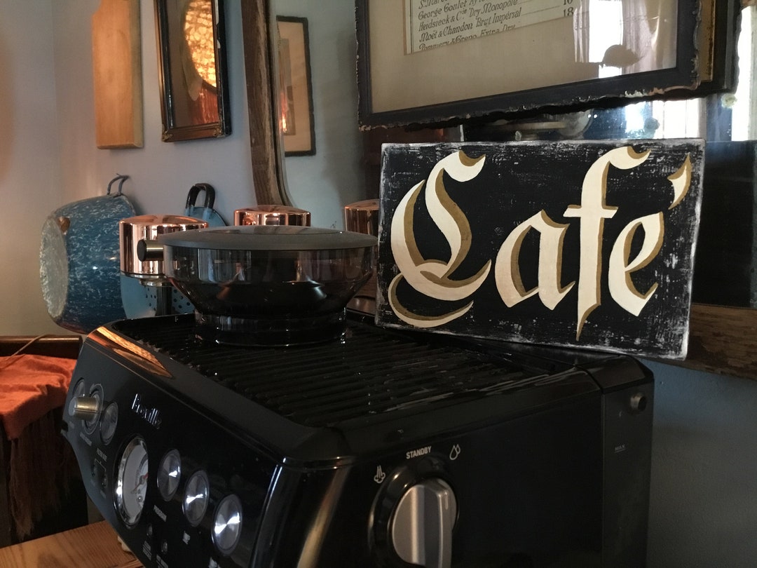FRENCH COFFEE CAFE’ Wood Sign Kitchen Coffee Espresso Bar Sign Antique ...