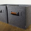 Light Grey Felt Boxes With Black Leather Handle Felt Storage Basket for ...