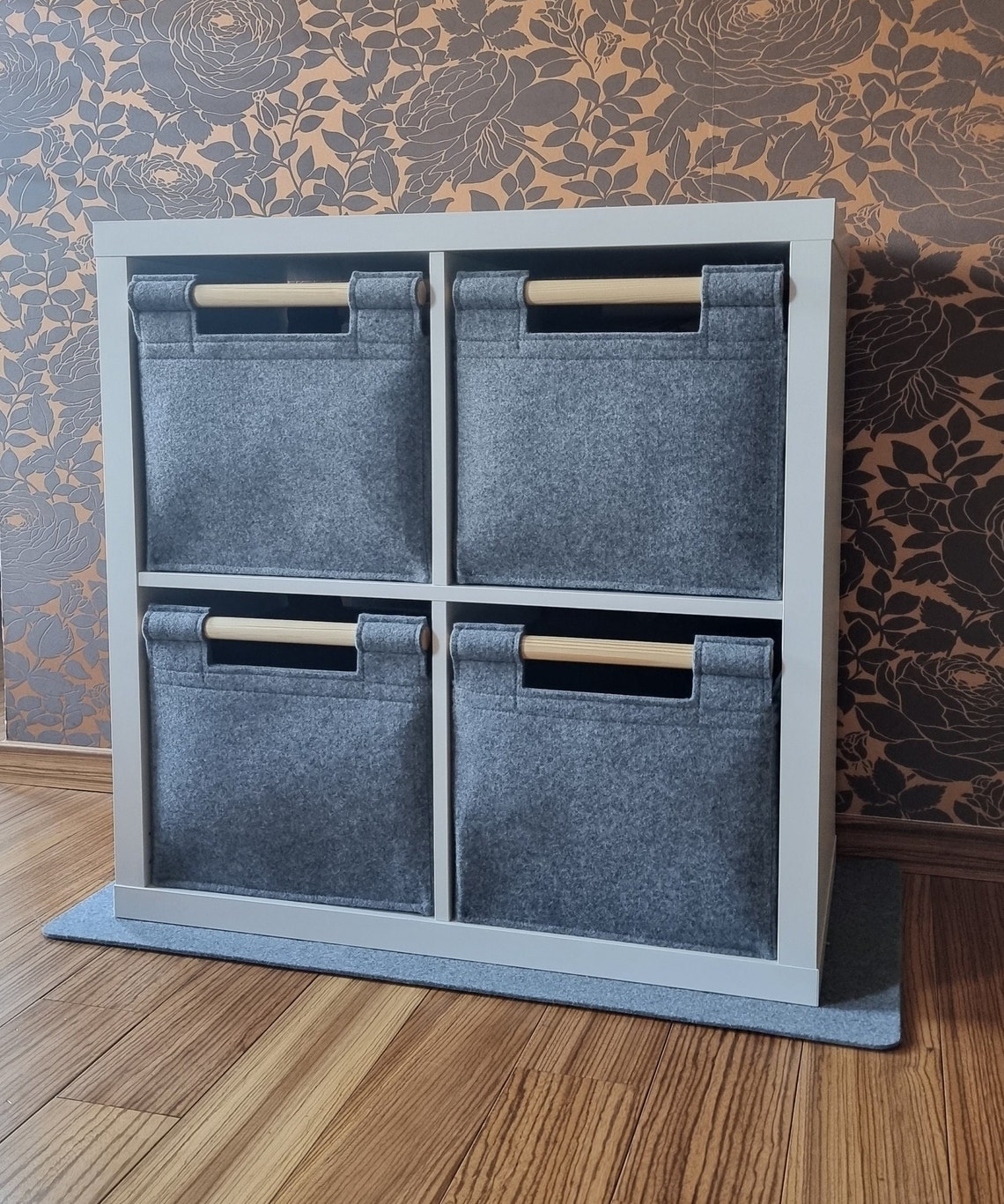 Felt Box With Wooden Handle Felt Basket as a Kallax Insert - Etsy