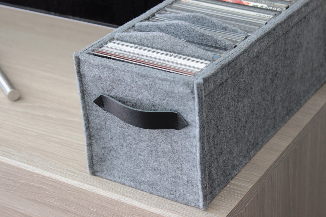 Sturdy CD Storage Box, CD Felt Box With Leather Handles - Etsy