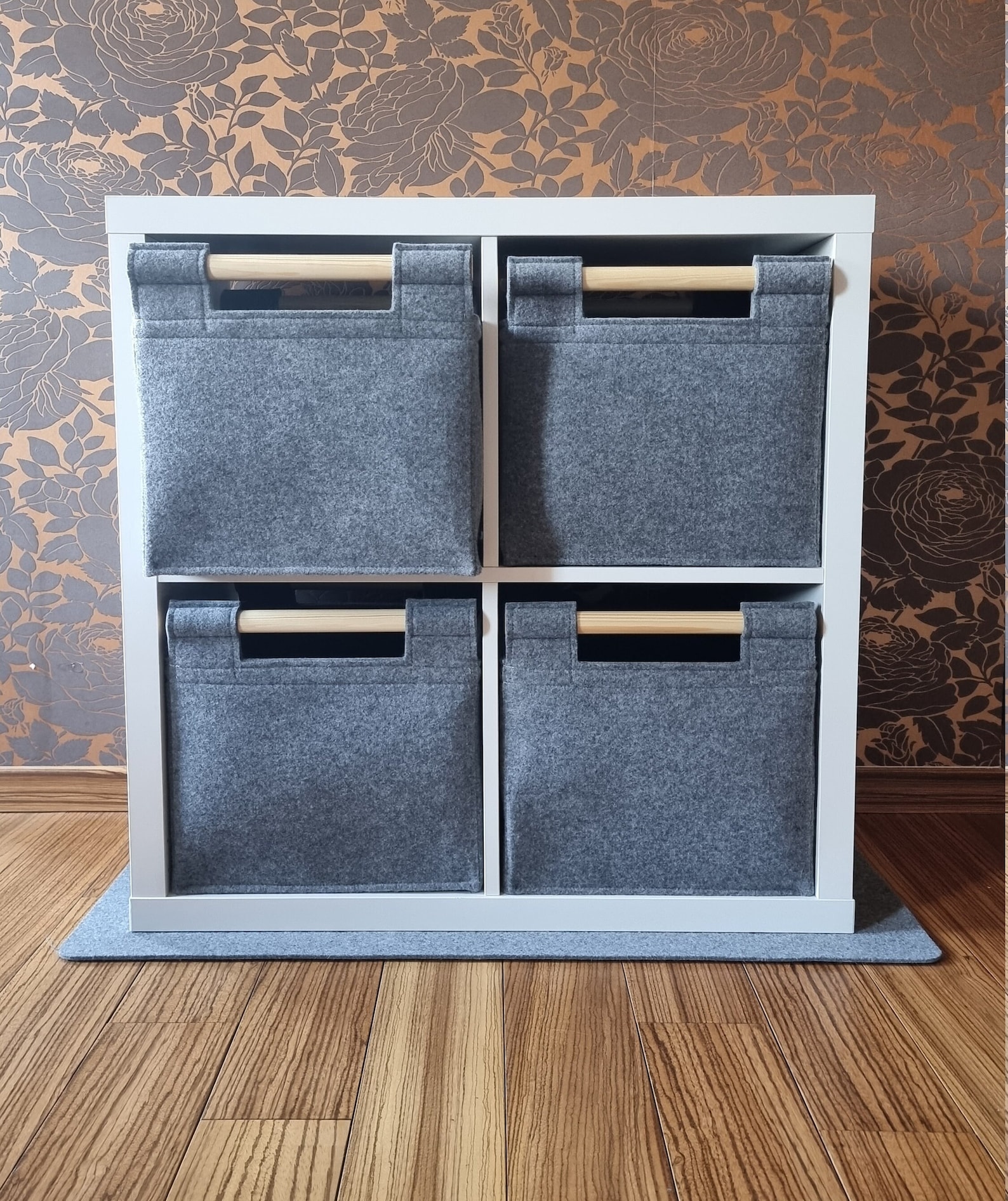 Felt Box With Wooden Handle Felt Basket as a Kallax Insert - Etsy