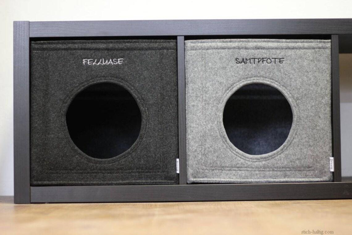 Felt Cat Cave Fits Into Ikea Expedit and Kallax, Embroidered Cat Bed ...