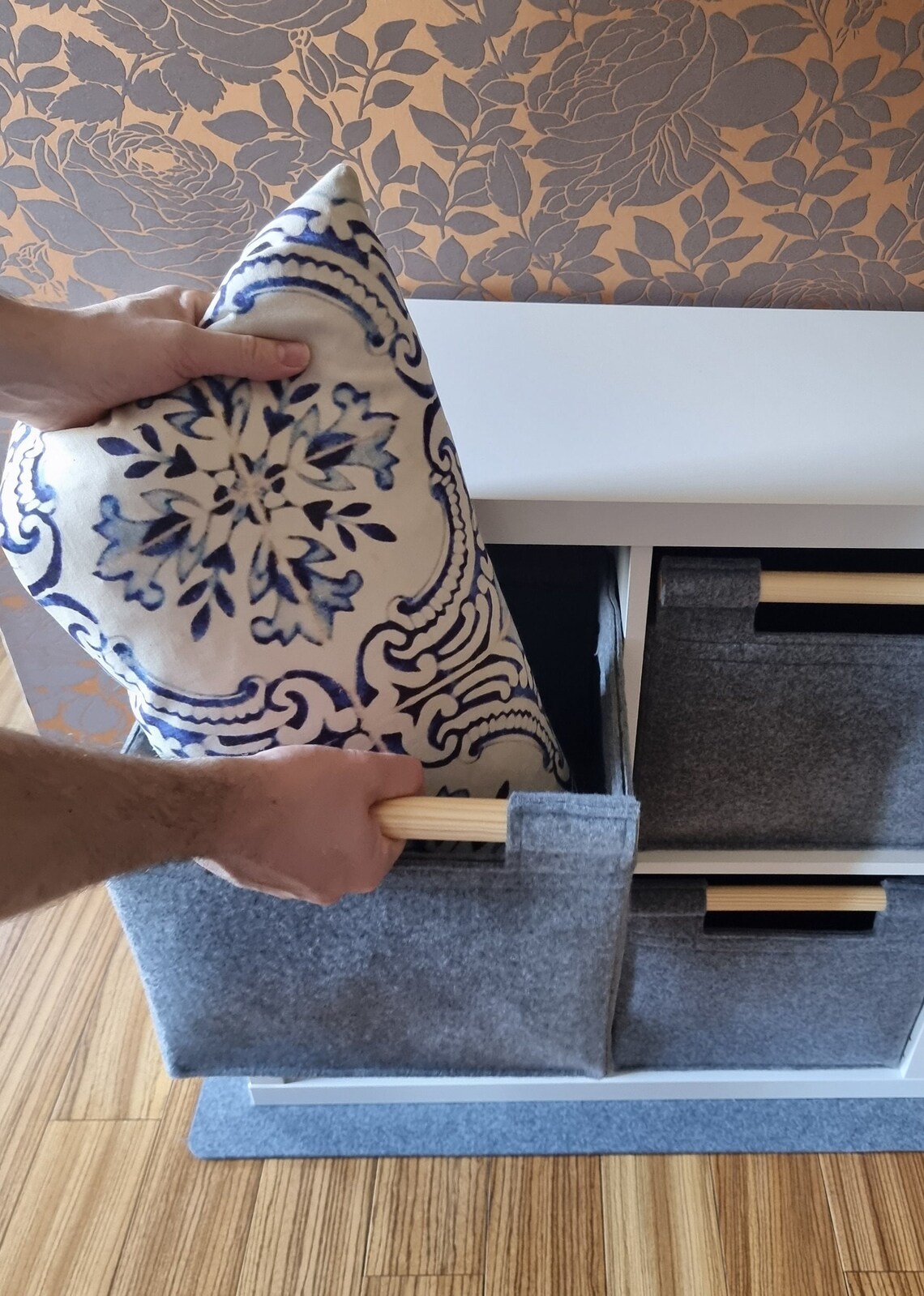 Felt Box With Wooden Handle Felt Basket as a Kallax Insert - Etsy