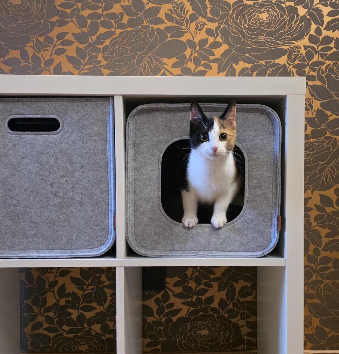 Cat Cave for IKEA Kallax | Felt Cat Bed Shelf Insert | Handmade Cat ...