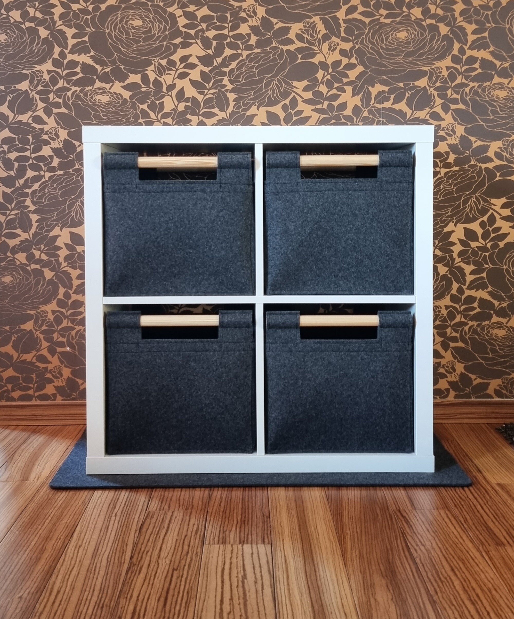 Felt Box With Wooden Handle Felt Basket as a Kallax Insert - Etsy